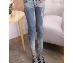 Gradient Color Cotton Denim Trousers on Luulla