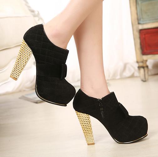 Thick With Waterproof High-heeled Boots Soft Side Sequins on Luulla