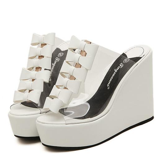 Women High-heeled Wedge Sandals With Bow And Piscine Mouth on Luulla
