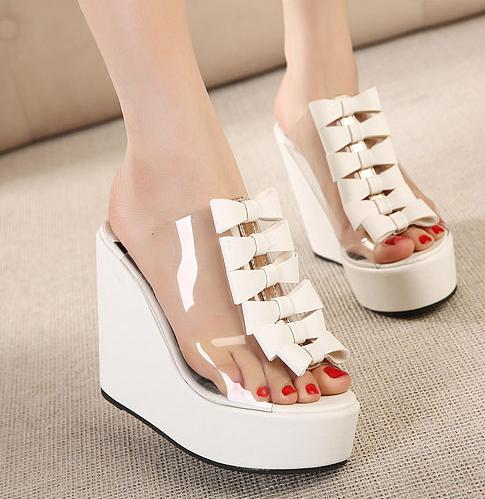 Women High-heeled Wedge Sandals With Bow And Piscine Mouth on Luulla